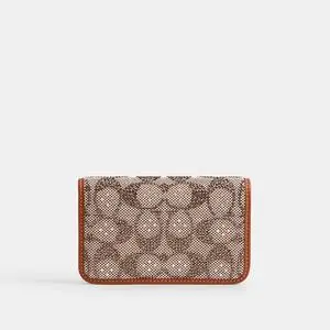 COACH Essential Slim Card Case In Crystal Signature Jacquard Silver/burnished Amber
