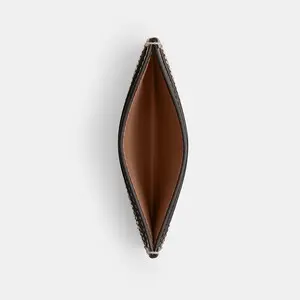 COACH Crystal Signature Jacquard Card Case - Brass/mushroom