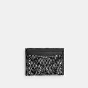 COACH Essential Card Case In Crystal Signature Jacquard Silver/black