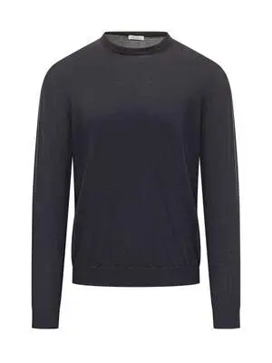 Malo Virgin Wool Crew Neck Pullover - Blue