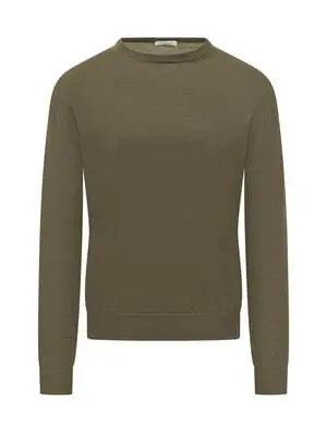Malo Lightweight Wool Knit Long Sleeve Sweater - Green