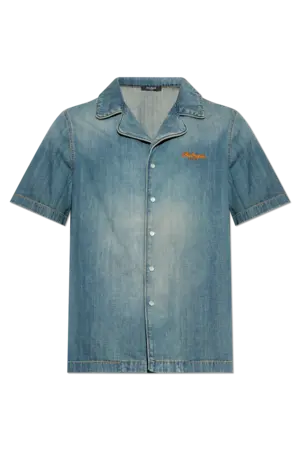 Balmain Denim Shirt With Short Sleeves