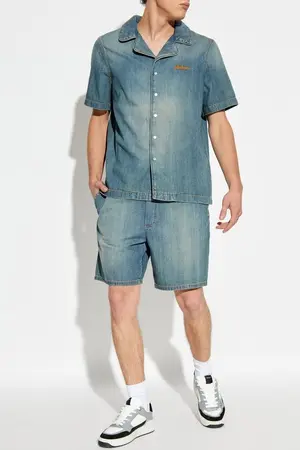 Balmain Denim Shirt With Short Sleeves