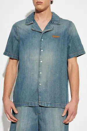 Balmain Denim Shirt With Short Sleeves