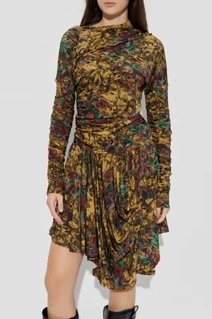 GANNI Floral Draped Dress