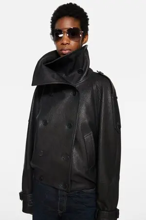 Acne Studios Cropped Leather Trench Coat
