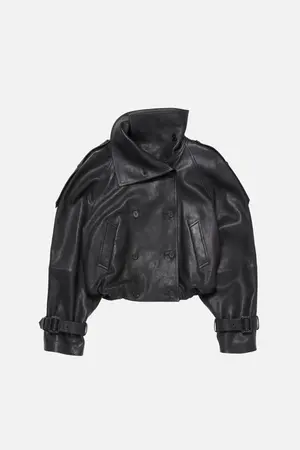 Acne Studios Cropped Leather Trench Coat