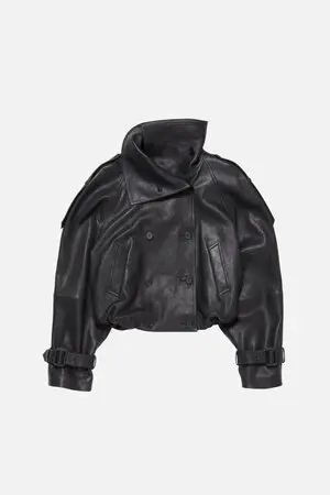 Acne Studios Cropped Leather Trench Coat
