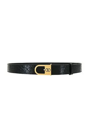 Valentino Garavani Embossed Leather Belt - Nero