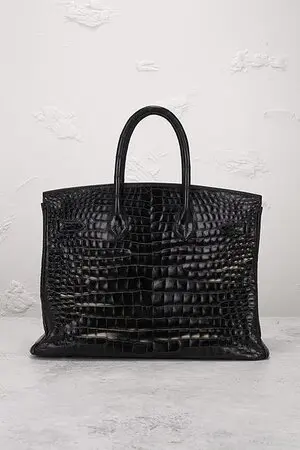 Hermès Shiny Porosus Crocodile Birkin 35 Handbag - Noir