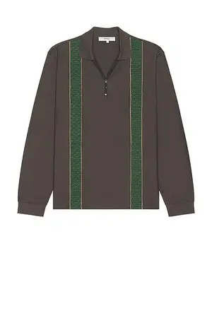 PALMES Society Long Sleeve Zip Polo - Charcoal