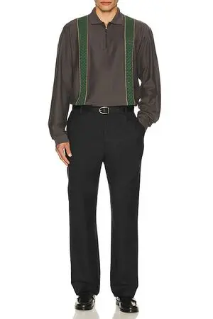 PALMES Society Long Sleeve Zip Polo - Charcoal