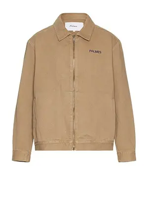 PALMES Forever Zip Jacket With Embroidered Logo And Graphic Back Detail - Fossil