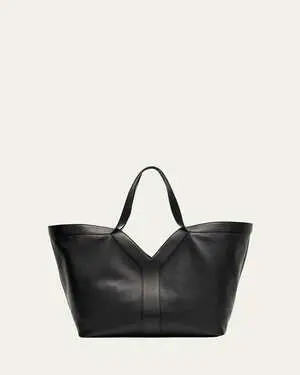 Saint Laurent Y Stitched Leather Tote Bag - Nero