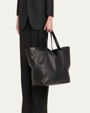 Saint Laurent Y Stitched Leather Tote Bag - Nero