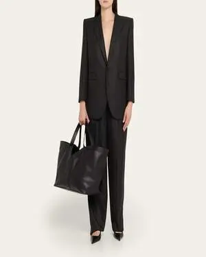Saint Laurent Y Stitched Leather Tote Bag - Nero