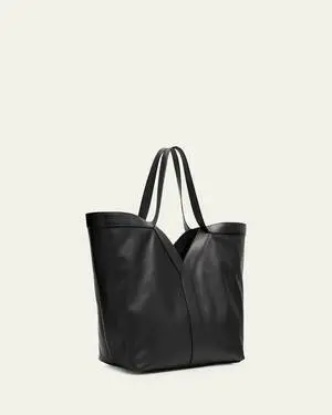 Saint Laurent Y Stitched Leather Tote Bag - Nero