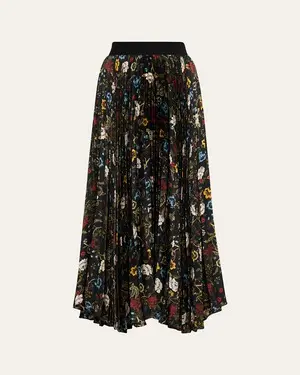 Alice + Olivia Katz Asymmetric Pleated Maxi Skirt - Tapestry T