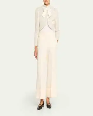 Alice + Olivia Ilaria Embellished Cropped Jacket - Off White