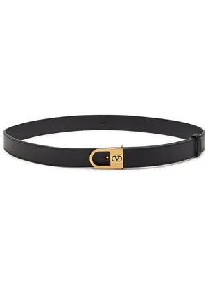 Valentino Garavani Vlogo Mini Leather Belt - Black