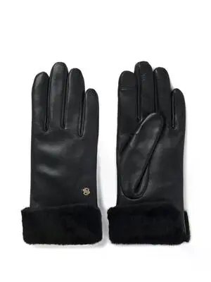 Hugo Boss Fur-trim Logo-plaque Gloves - Black