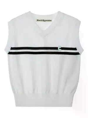 REST&RECREATION Sleeveless Vest With Striped Detail - White