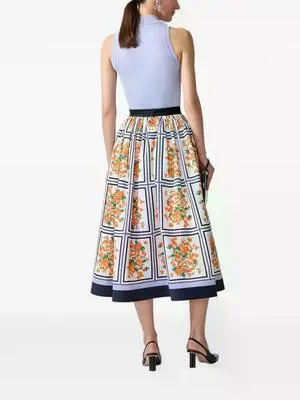 Carolina Herrera Floral Print Midi Skirt - White