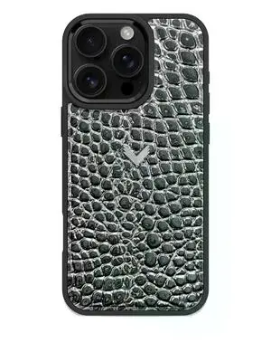 VELANTE Crocodile-embossed Iphone 16 Pro Phone Case - Silver