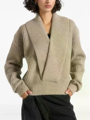 Manière De Voir Azra Plunge-knit Sweater - Neutrals