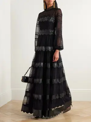 Costarellos Jacey Embroidered Tulle Gown
