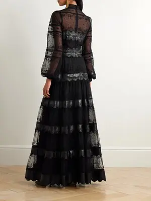 Costarellos Jacey Embroidered Tulle Gown