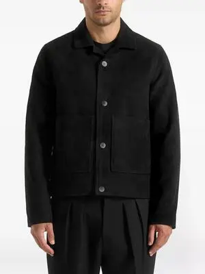 Manière De Voir Michel Suede-effect Revere-collar Jacket - Black