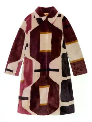 Malìparmi Geometric-pattern Faux-fur Coat - Neutrals