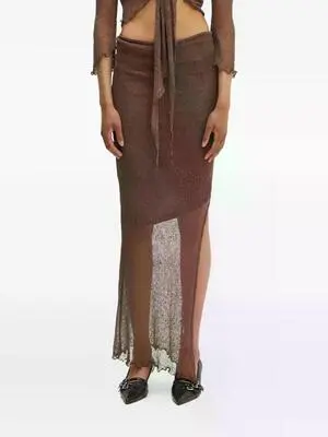RÉSUMÉ Tie-front Cardigan And Skirt Set - Brown