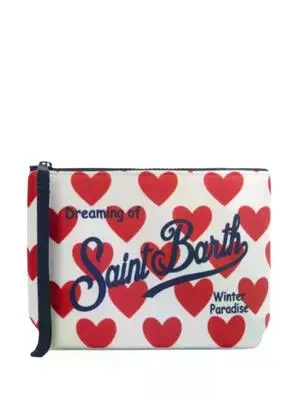 MC2 SAINT BARTH Heart Print Clutch - White