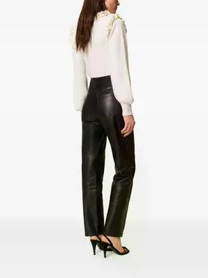 TWINSET Stitch-detail Leather Trousers