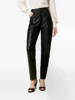 TWINSET Stitch-detail Leather Trousers