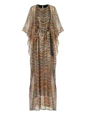 TALLER MARMO Erte Wave-pattern Maxi Kaftan - Gold