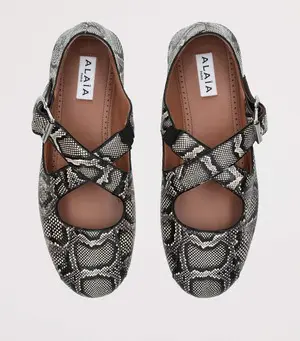 Alaïa Snakeskin Ballet Flats - White