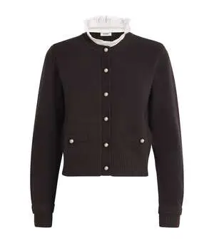 Sandro Removable Ruffle Collar Cardigan