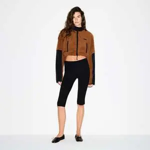 SKIMS Teddy Funnel Neck Cropped Jacket - Chai