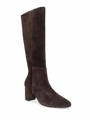 L'Agence Eugenie Block-heel Boot - Dark Brown Suede