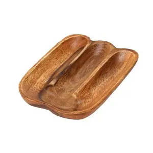 STORIED HOME Acacia Wood Divided Tray - Natural