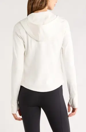 Zella Zip Hooded Jacket - Ivory Egret