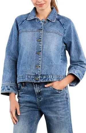 HINT OF BLU Boxy Denim Trucker Jacket - Moonstone Blue
