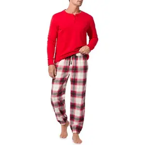 BEDHEAD PAJAMAS Henley Pajama Top And Organic Cotton Flannel Pajama Joggers Set - Equestrian Plaid