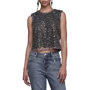 Avec Les Filles Sequin Mesh Tank