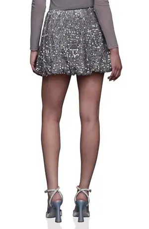 Avec Les Filles Sequin Velvet Bubble Mini Skirt