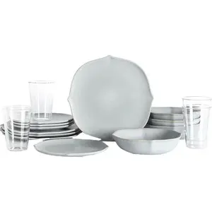 STONE + LAIN Baskerville Stoneware 16-piece Dinnerware Set - Light Blue