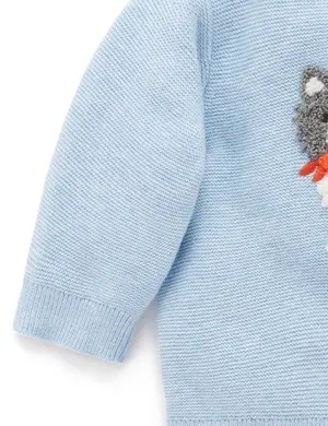 PUREBABY On The Farm Sweater - Country Air Melange Blue Dog